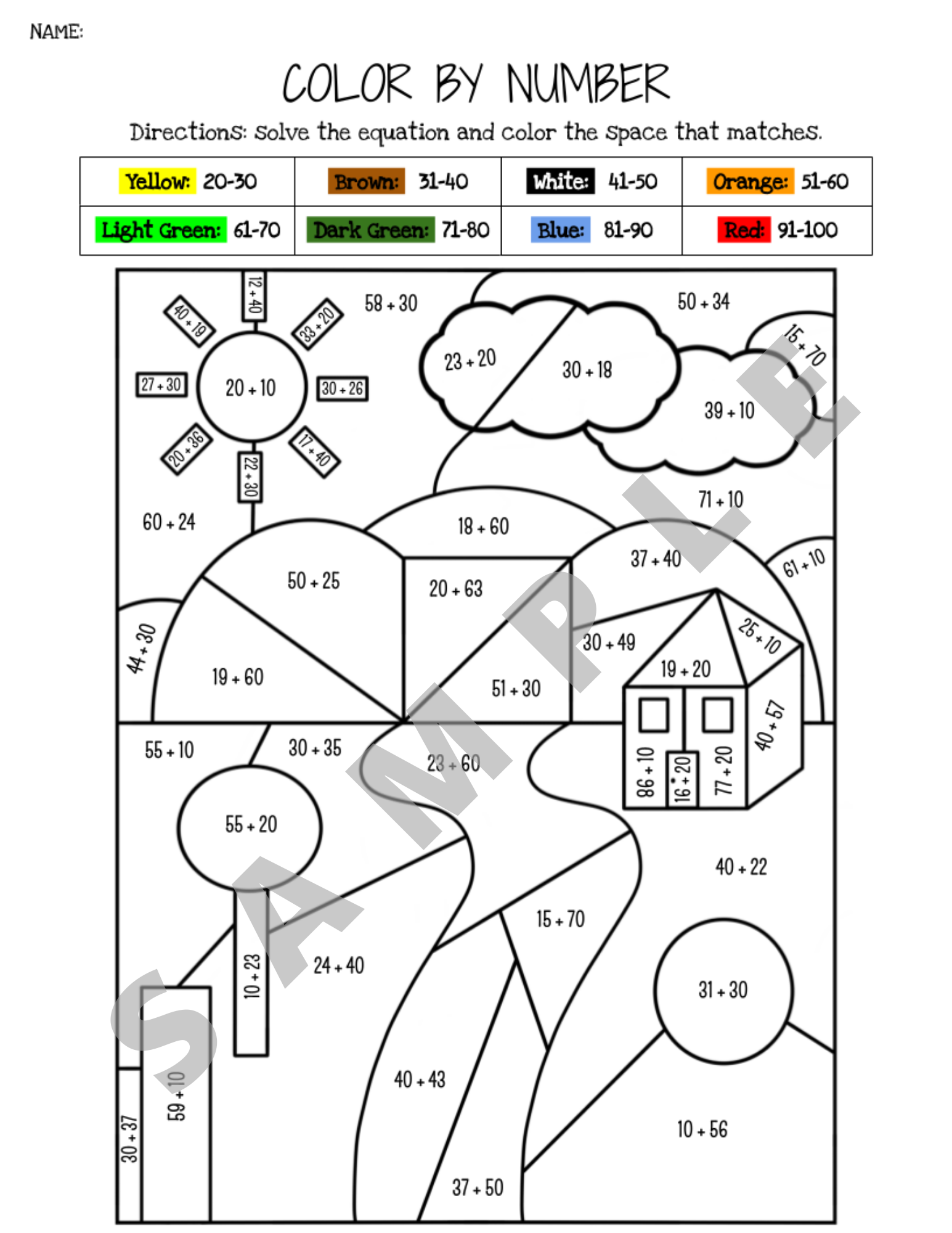 Adding With Base Ten Two Digit Numbers Place Value Coloring Activity