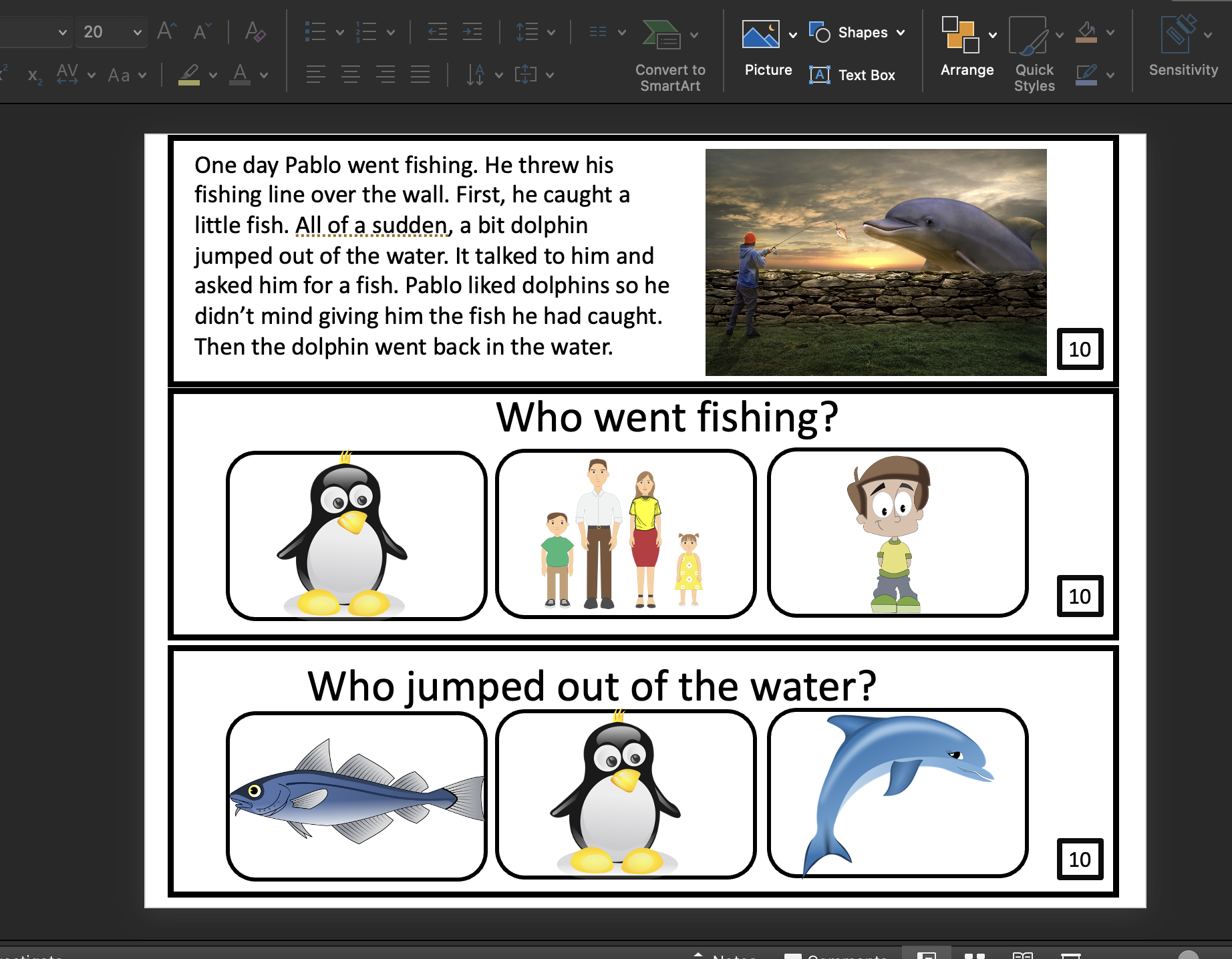 10 Short Stories with WH questions/visuals - Classful
