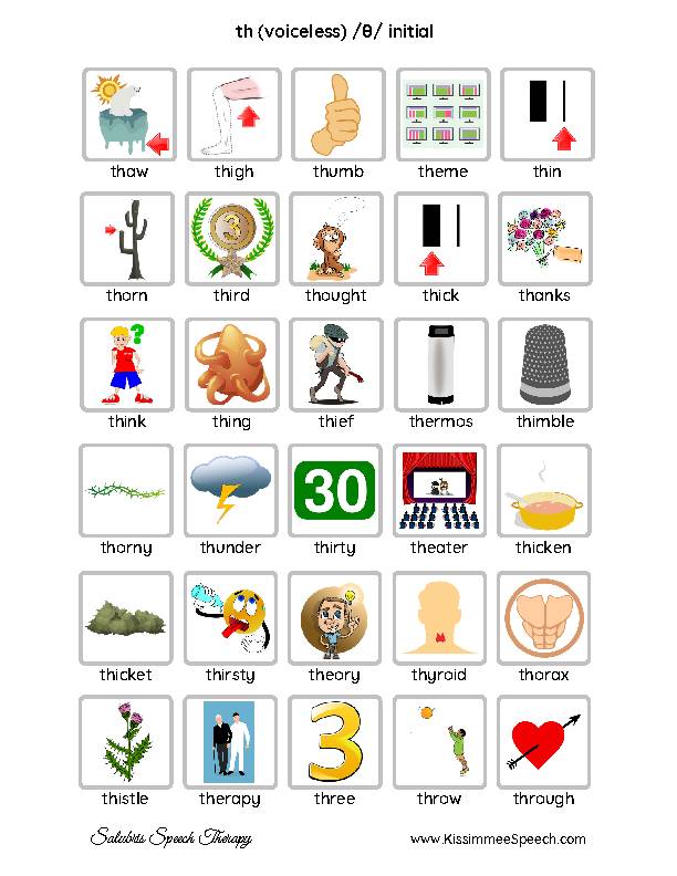 /θ/ th (voiceless) sound speech therapy articulation worksheets - Classful