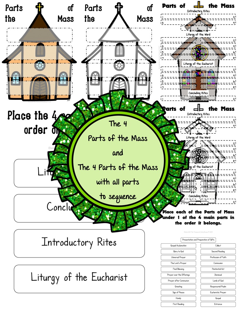 Parts of the Mass Cut & Paste Worksheet Pack - Classful
