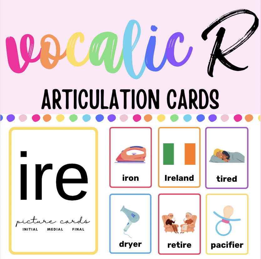 IRE Vocalic R Articulation Picture Cards- Initial Medial Final Word ...