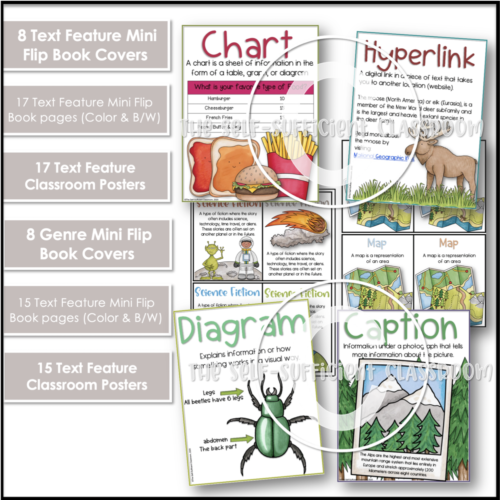 Reading Genre and Non-Fiction Text Features Posters Set - Classful