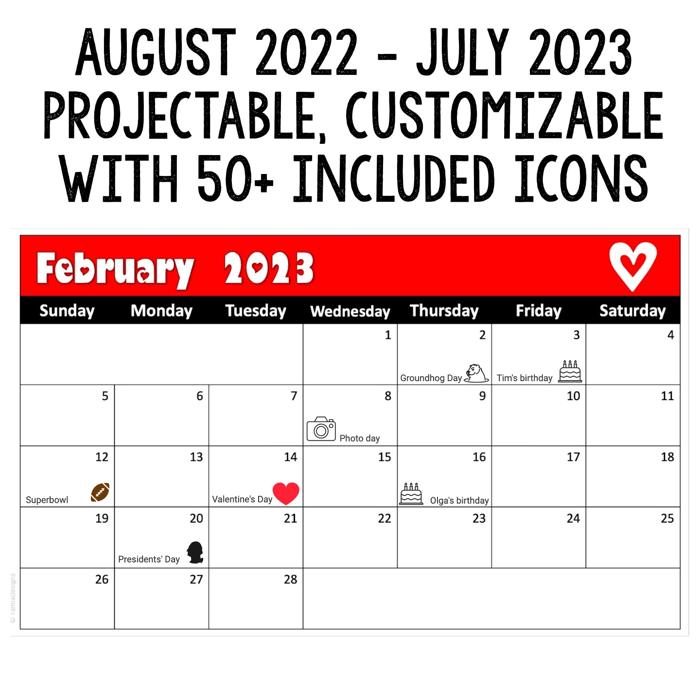 2022 23 Projectable Editable Printable Calendar In Google Slides
