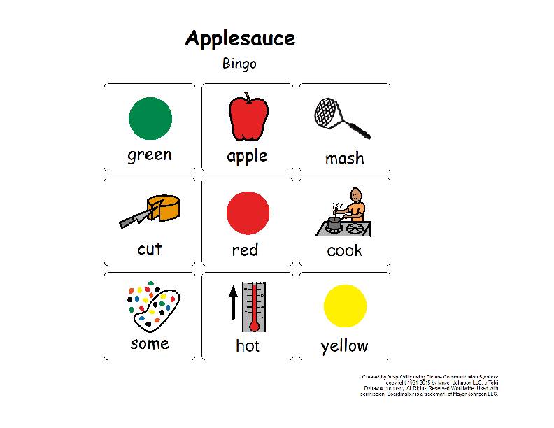 Applesauce! Boardmaker Adapted Companion Activities - Classful
