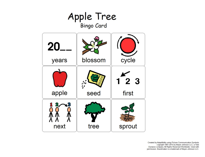 Apple Tree Pack- Boardmaker adapted activities for special needs ...