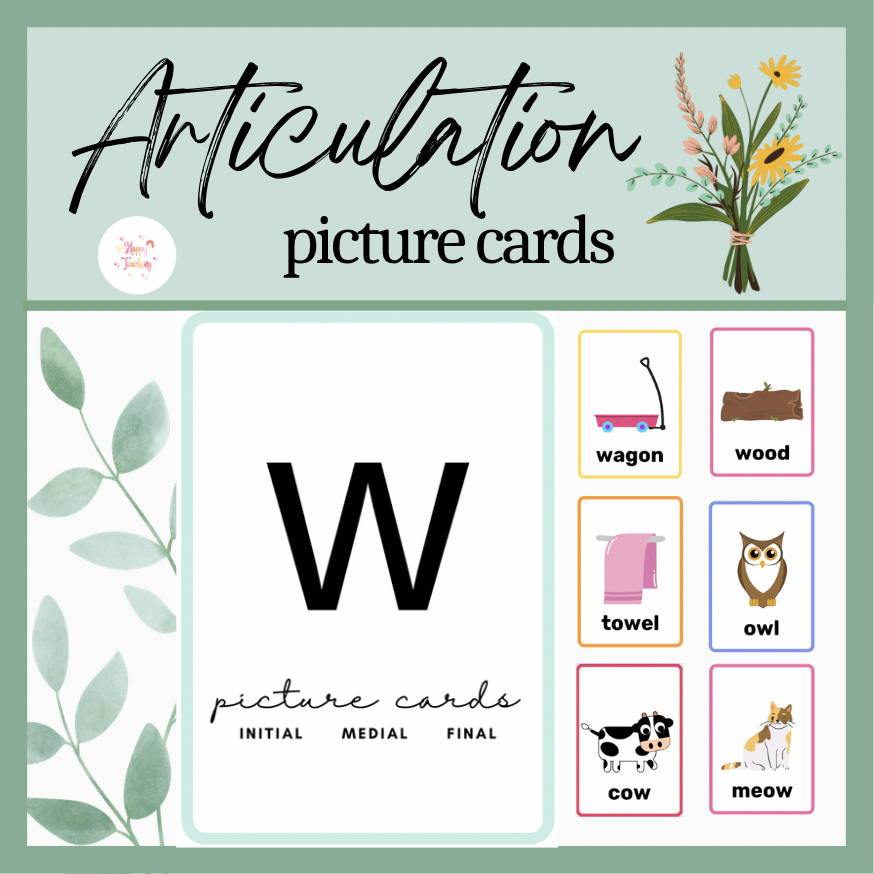 W Printable Articulation Picture Cards Initial Medial Final Word W Printable Articulation Picture Cards Initial Medial Final Word
