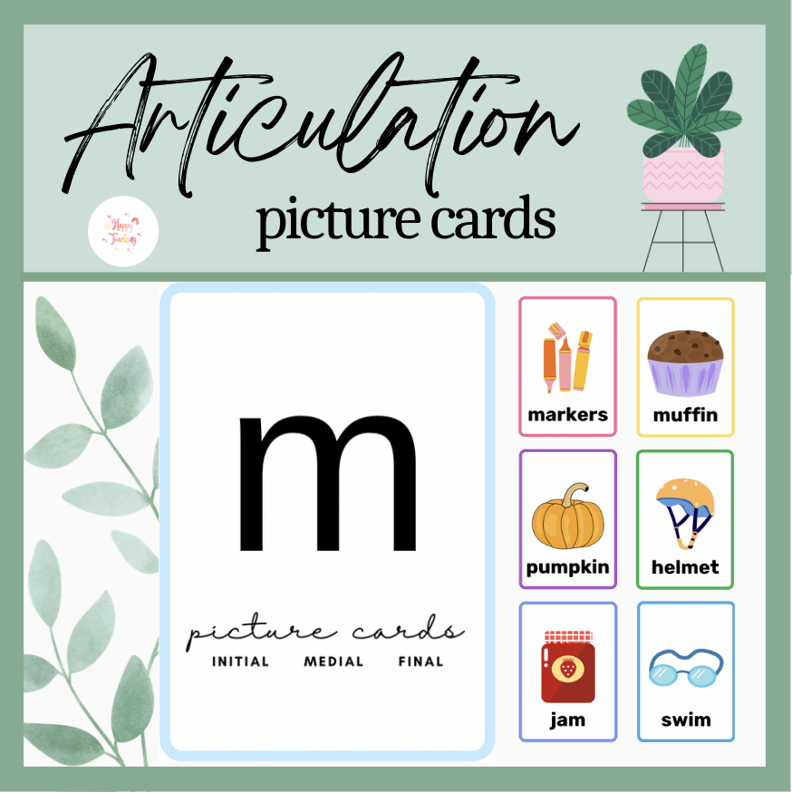 M Articulation Picture Cards- Initial Medial Final Word Positions ...