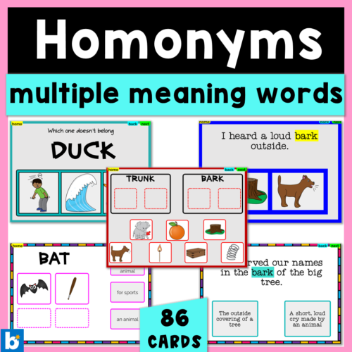 Homonyms Multiple Meaning Words Boom Cards