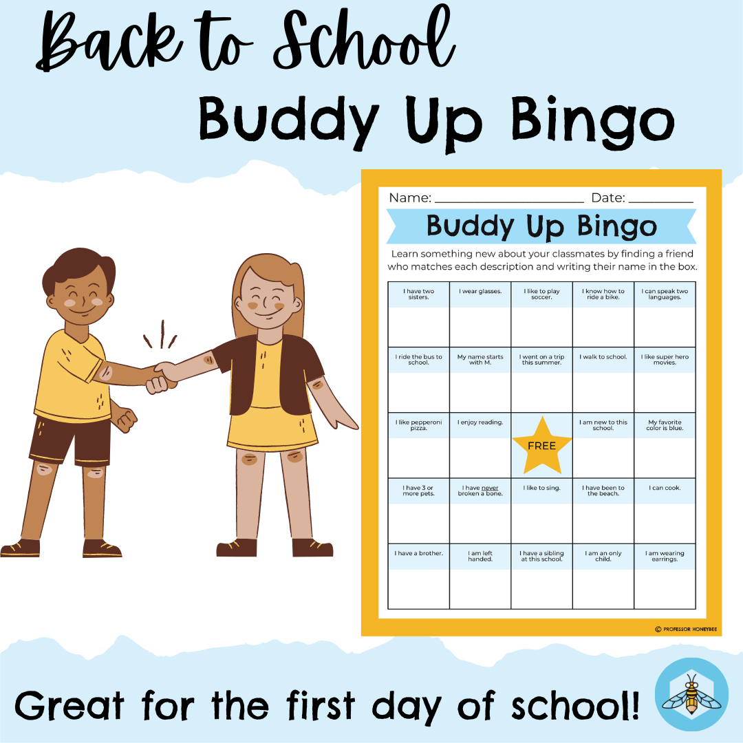 Buddy Up Bingo - Back to School Activity - Classful