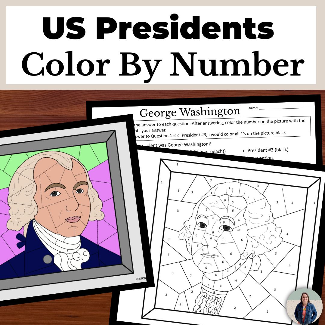 George Washington and James Madison Color By Number History Activities ...
