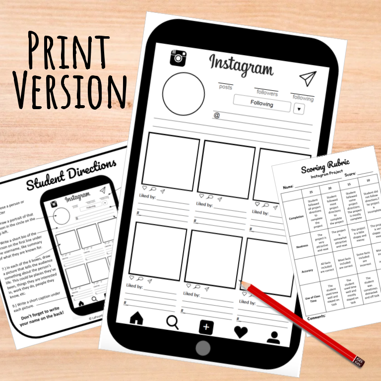 Instagram Template for Biographies and Character Studies PRINT and ...