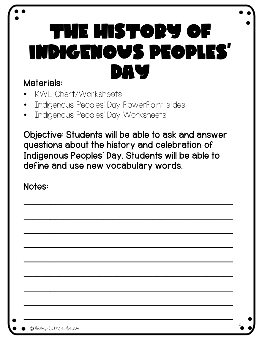 Indigenous Peoples' Day Lesson & PowerPoint K-3 - Classful