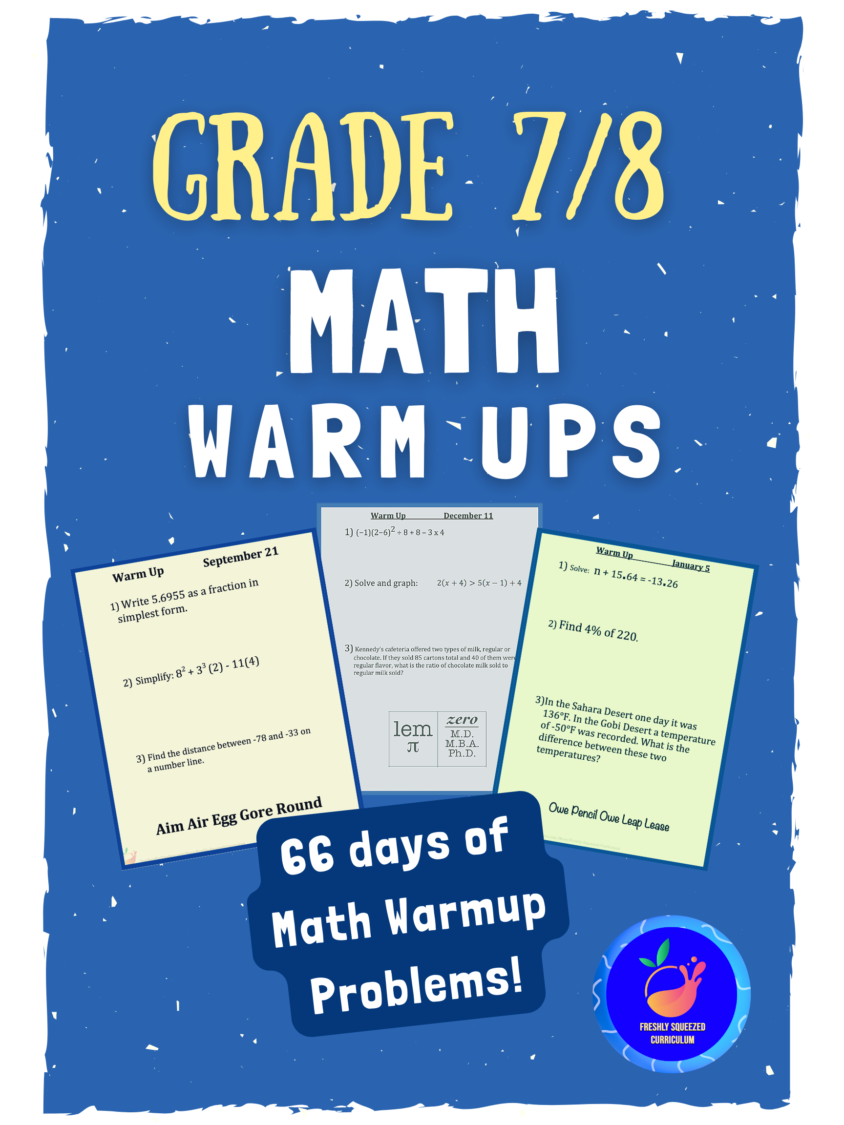 Google Slide Pre Algebra Warm Ups for Middle School (70 days!) - Classful