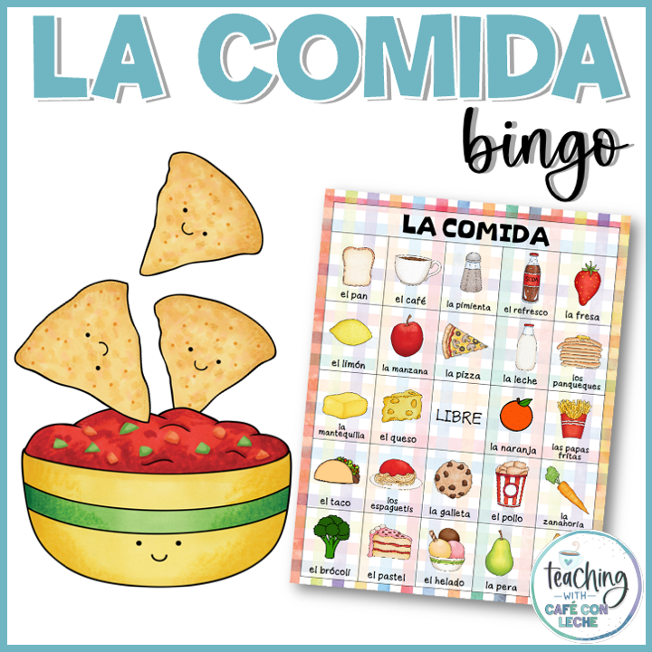 Bingo de la comida - Food Bingo Game in Spanish - Classful