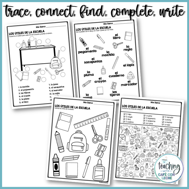 Los útiles de la escuela - Spanish School Supplies Vocabulary ...