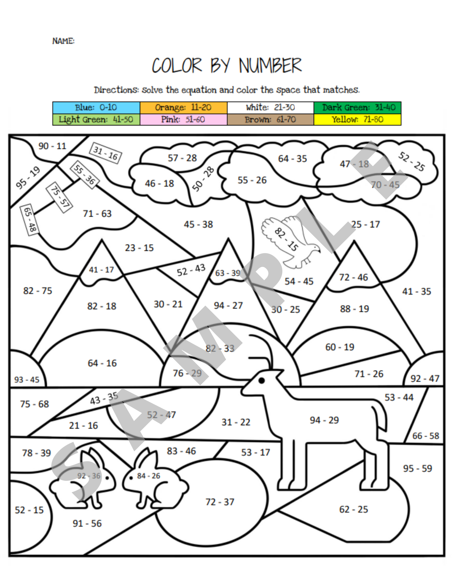 Subtracting Two Digit Numbers With Regrouping And Composing Coloring 