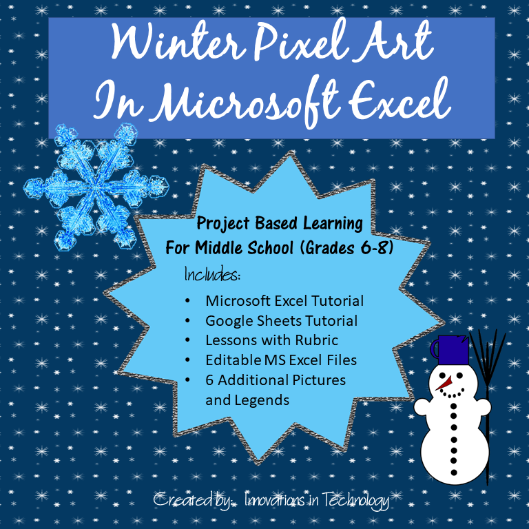 Winter Pixel Art in Microsoft Excel or Google Sheets - Classful