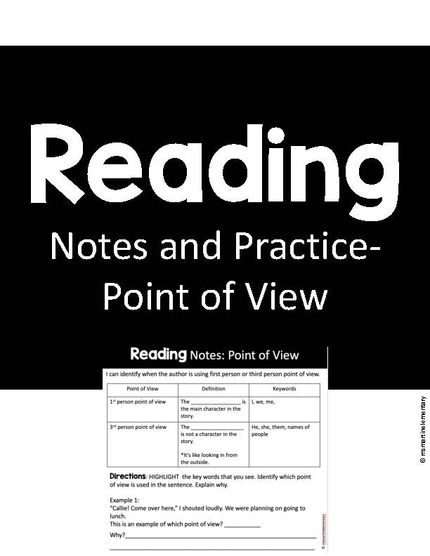 Reading Notes and Practice-Point of View *with answer key* - Classful