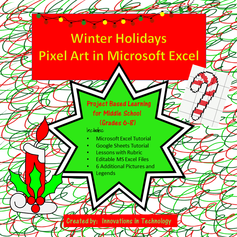 Winter Holiday / Christmas Pixel Art in Microsoft Excel or Google ...