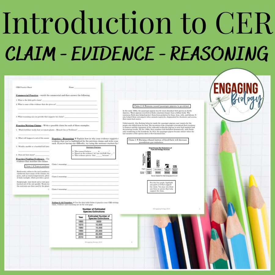 Ecology CERs Claim Evidence Reasoning - Classful
