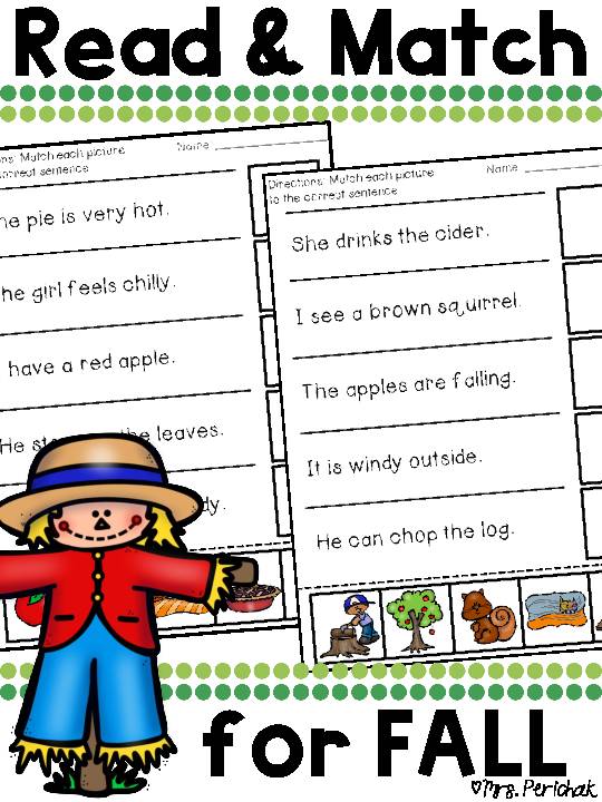 Fall Activities - Read and Match Sight Word Sentences PRINT and GO ...