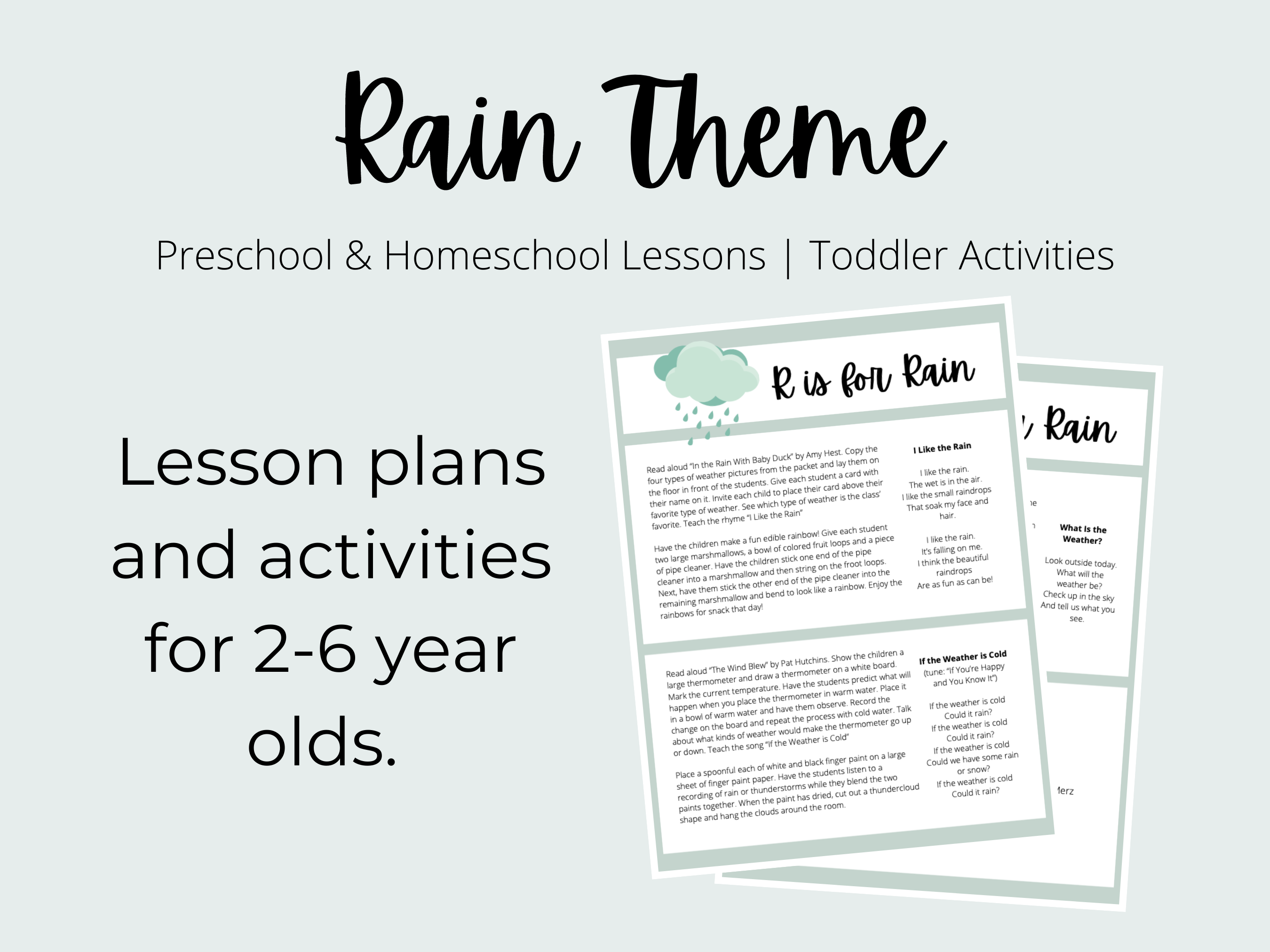 Rain Theme Preschool Curriculum Printable Homeschool Lesson Plan rain-theme-preschool-curriculum-printable-homeschool-lesson-plan