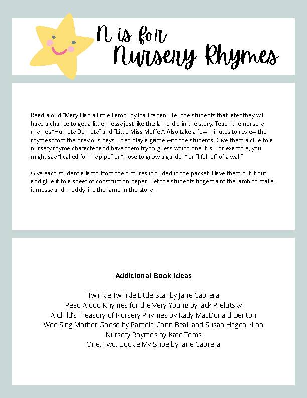 Nursery Rhyme Theme Preschool Curriculum Printable | Homeschool Lesson ...
