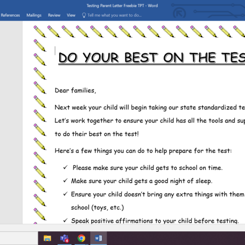Freebie- Testing Parent Letter - Classful