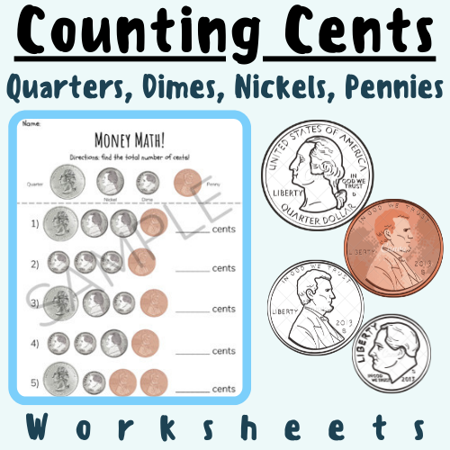 Counting Money Cents/Coins Using Quarters, Dimes, Nickels, Pennies ...
