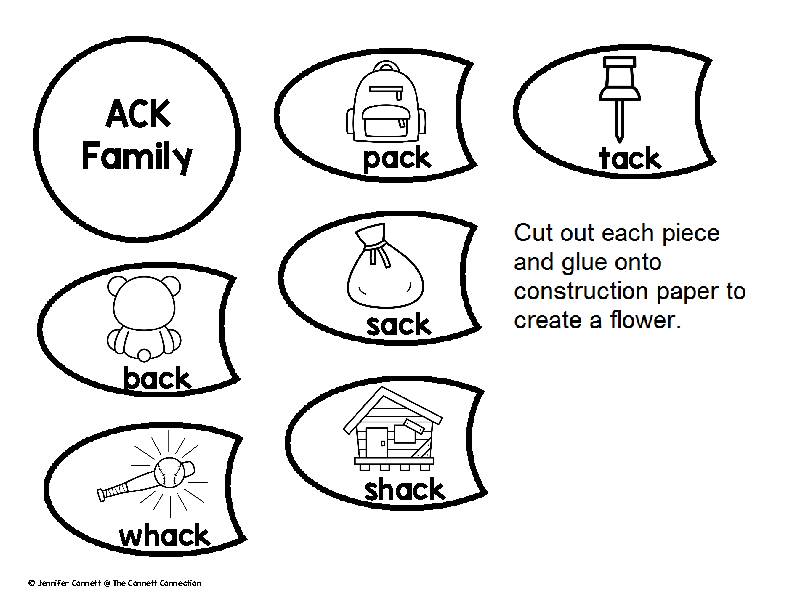 ACK Words Flower Craft - Ending Digraph Phonics Craftivity - Classful