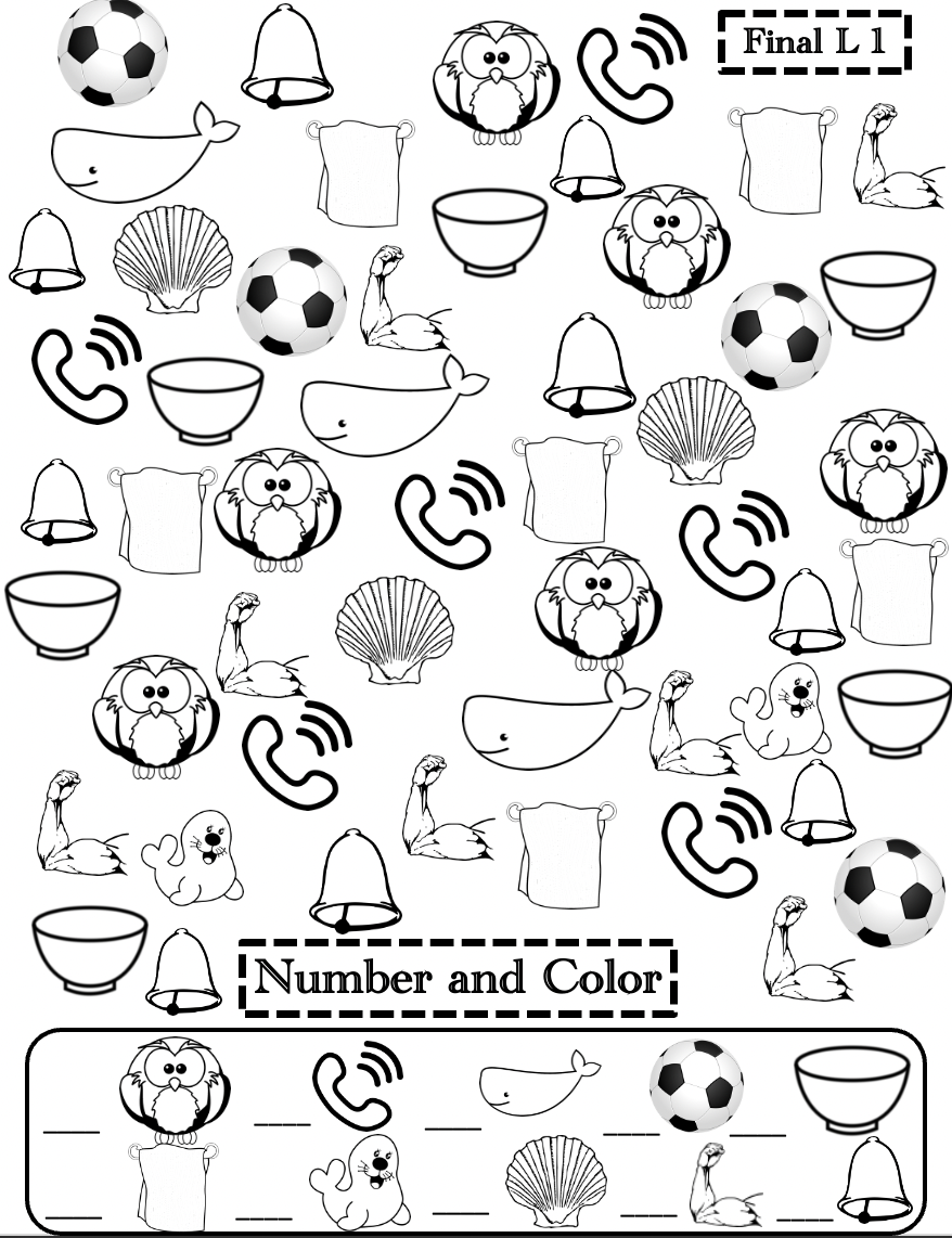 Number and Color - /L/ and /L/ blends - Articulation Homework - Classful