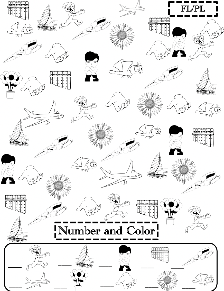 Number and Color - /L/ and /L/ blends - Articulation Homework - Classful