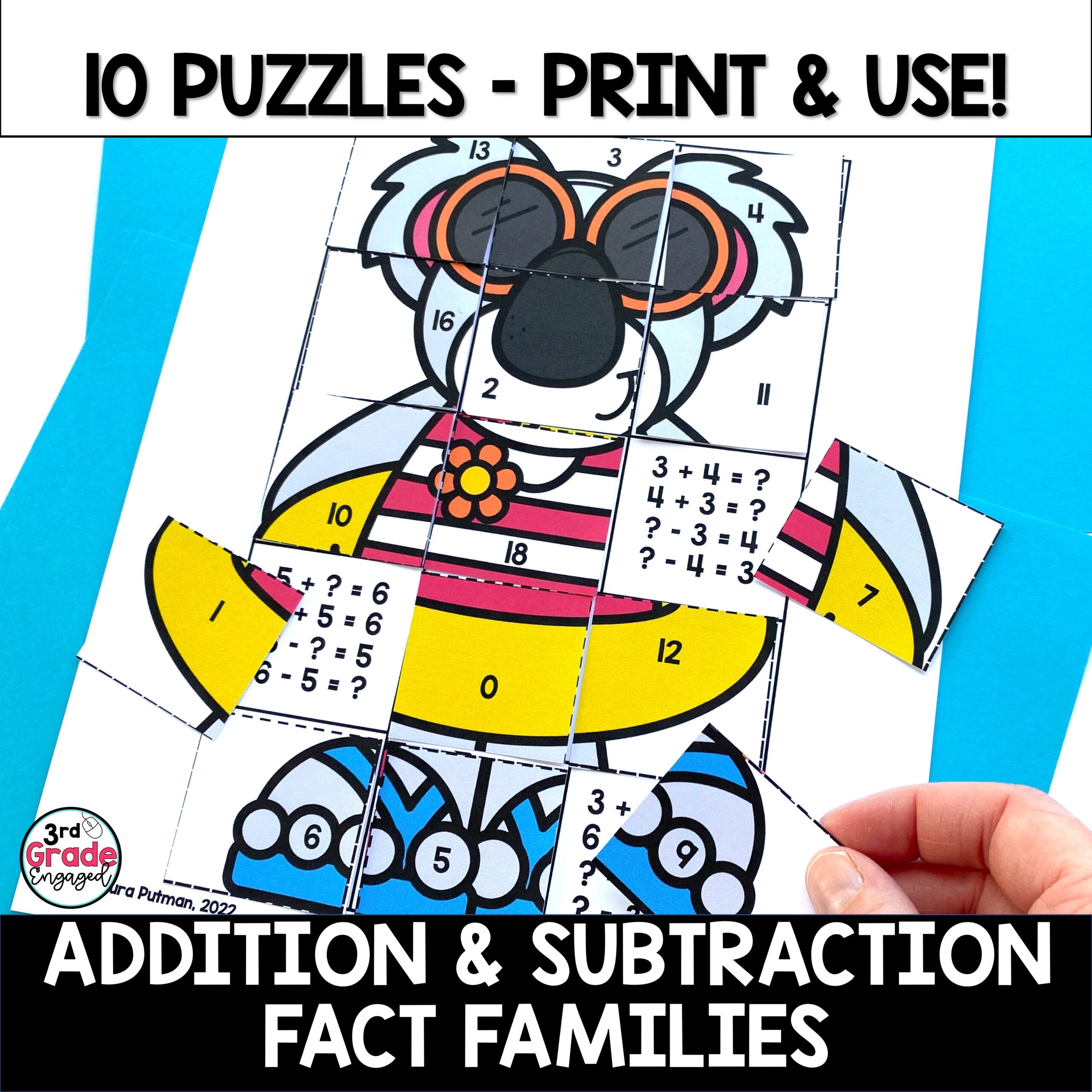 Addition and Subtraction Fact Families Math Puzzles - Classful