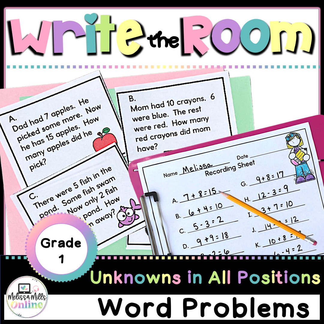Write the Room Word Problems Unknown Numbers in All Positions for First ...