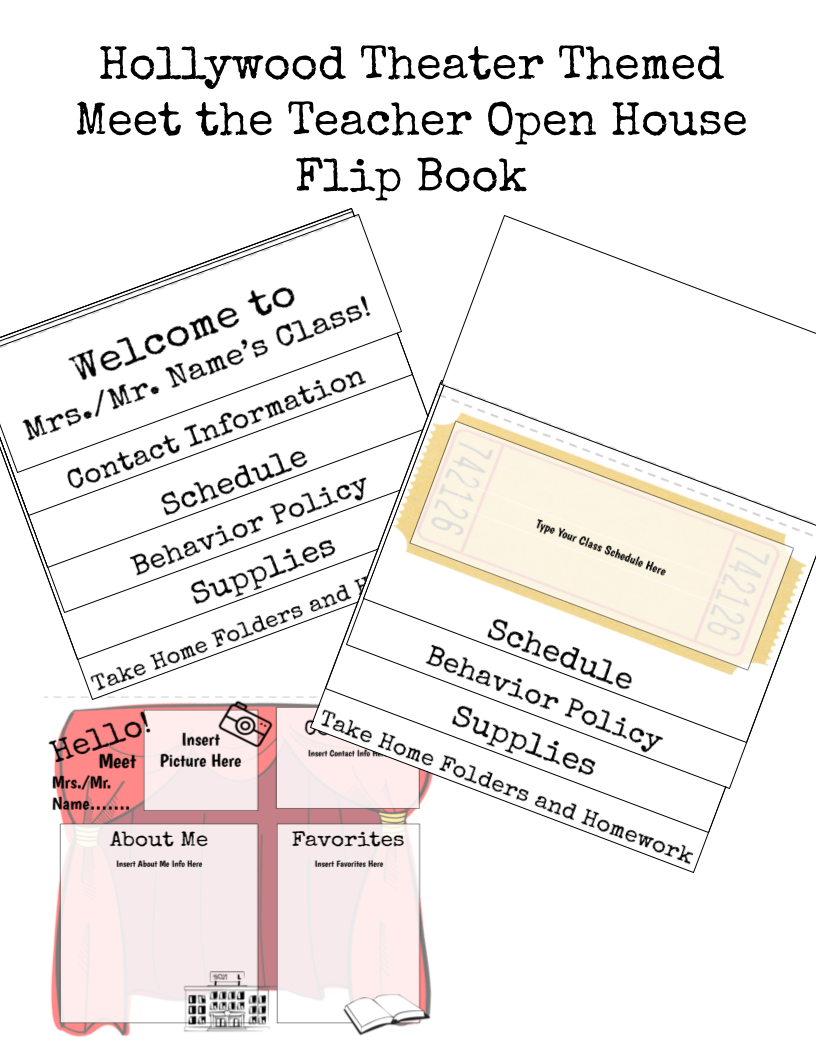 EDITABLE - Hollywood Theater Theme - Meet the Teacher Open House Flip ...