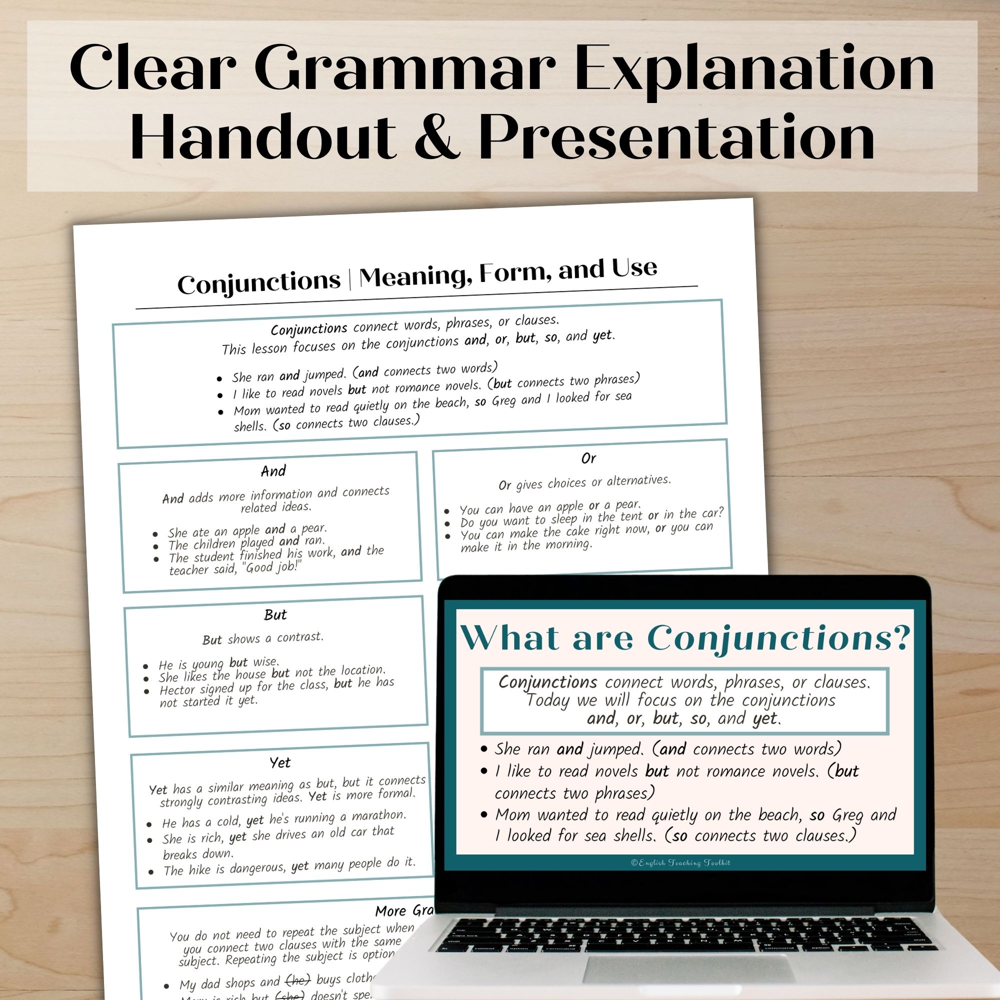 Conjunctions English Grammar Lesson Activities Worksheets for Adult ESL ...