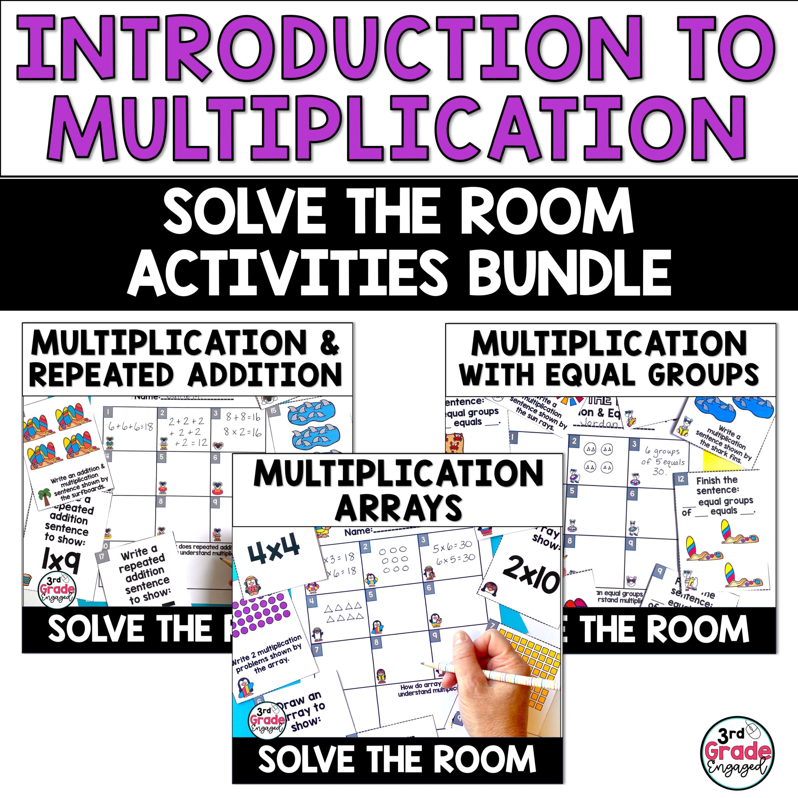 Introduction to Multiplication Solve the Room Math Activities Bundle ...