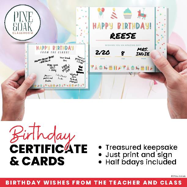 Birthday Student Certificates & Cards - A keepsake gift! - Classful