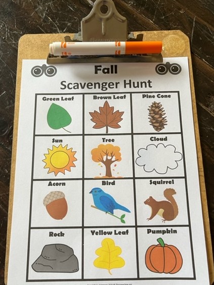 Season of Fall Vocabulary Scavenger Hunt Activities Preschool Special ...