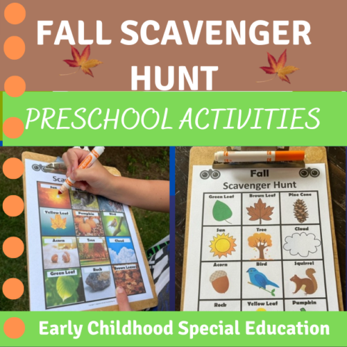 Season of Fall Vocabulary Scavenger Hunt Activities Preschool Special ...