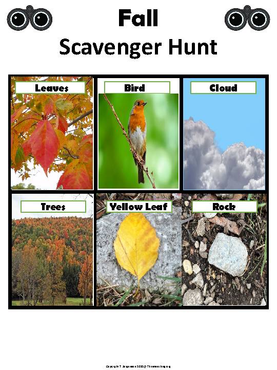 Season of Fall Vocabulary Scavenger Hunt Activities Preschool Special ...