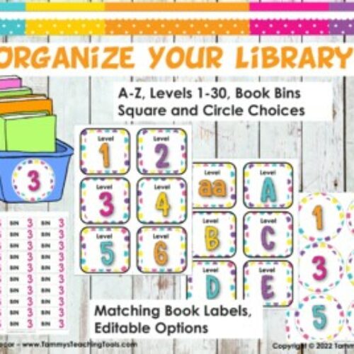 Classroom Library Book Bin Labels In Polka Dots - Classful