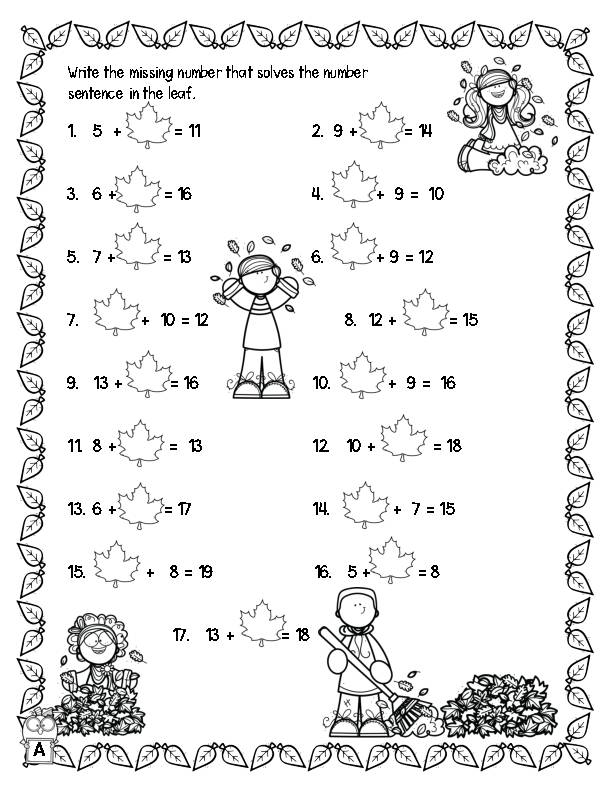 Fall Autumn Adding and Subtracting Within 20 Worksheets - Classful
