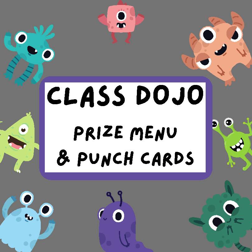 Class Dojo/Monster Prize Menu & Punch Cards - Classful