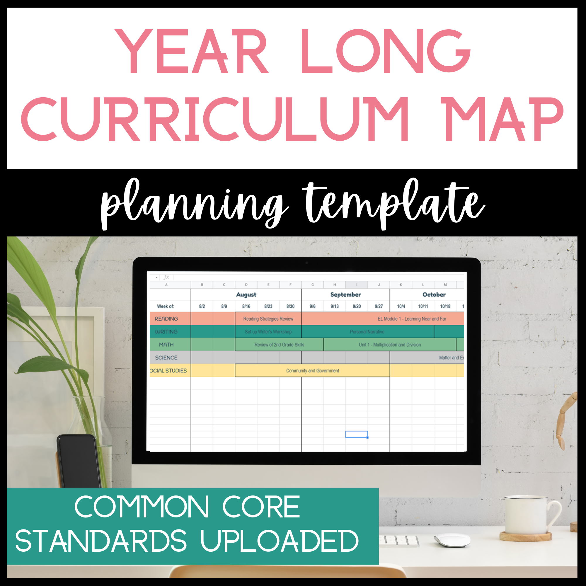 Editable Curriculum Map Template Digital - Year Long Planning - Classful