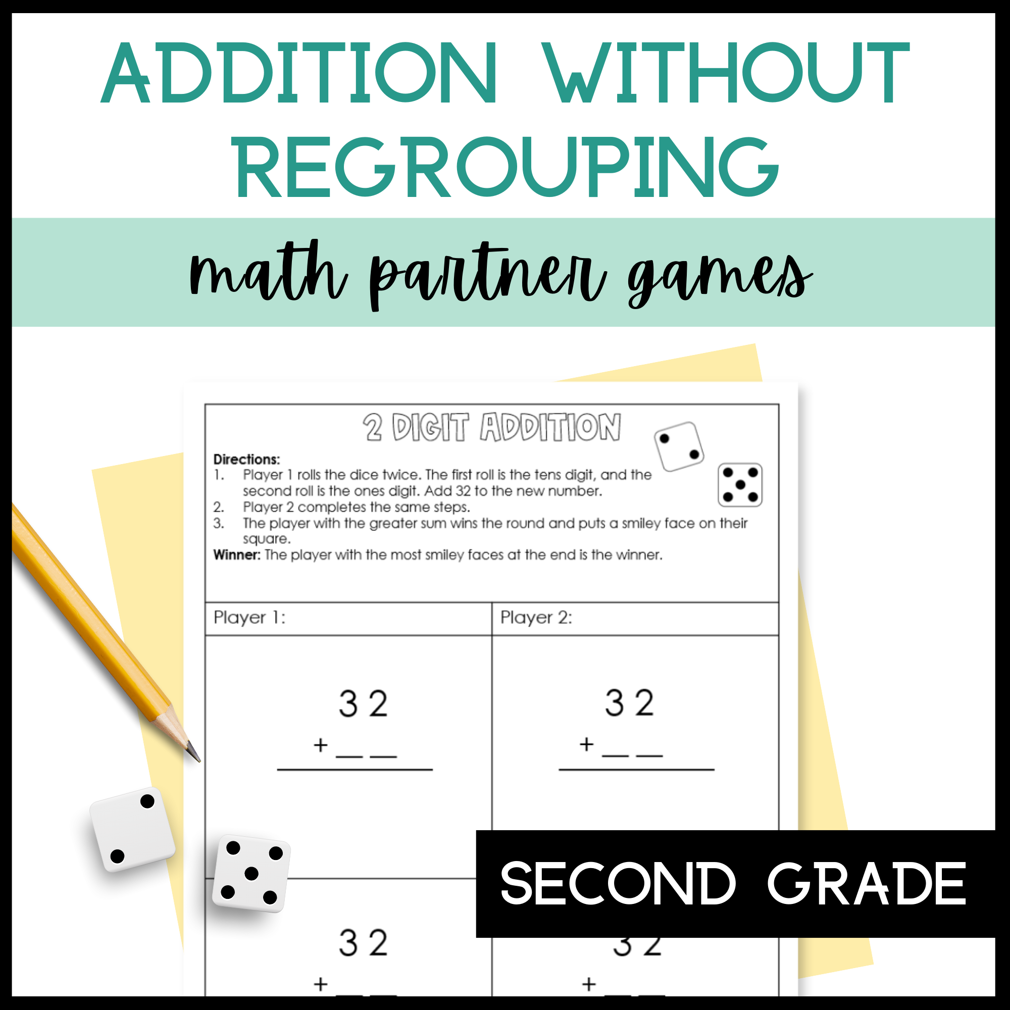 2 Digit And 3 Digit Addition Without Regrouping Game Partner Activity 