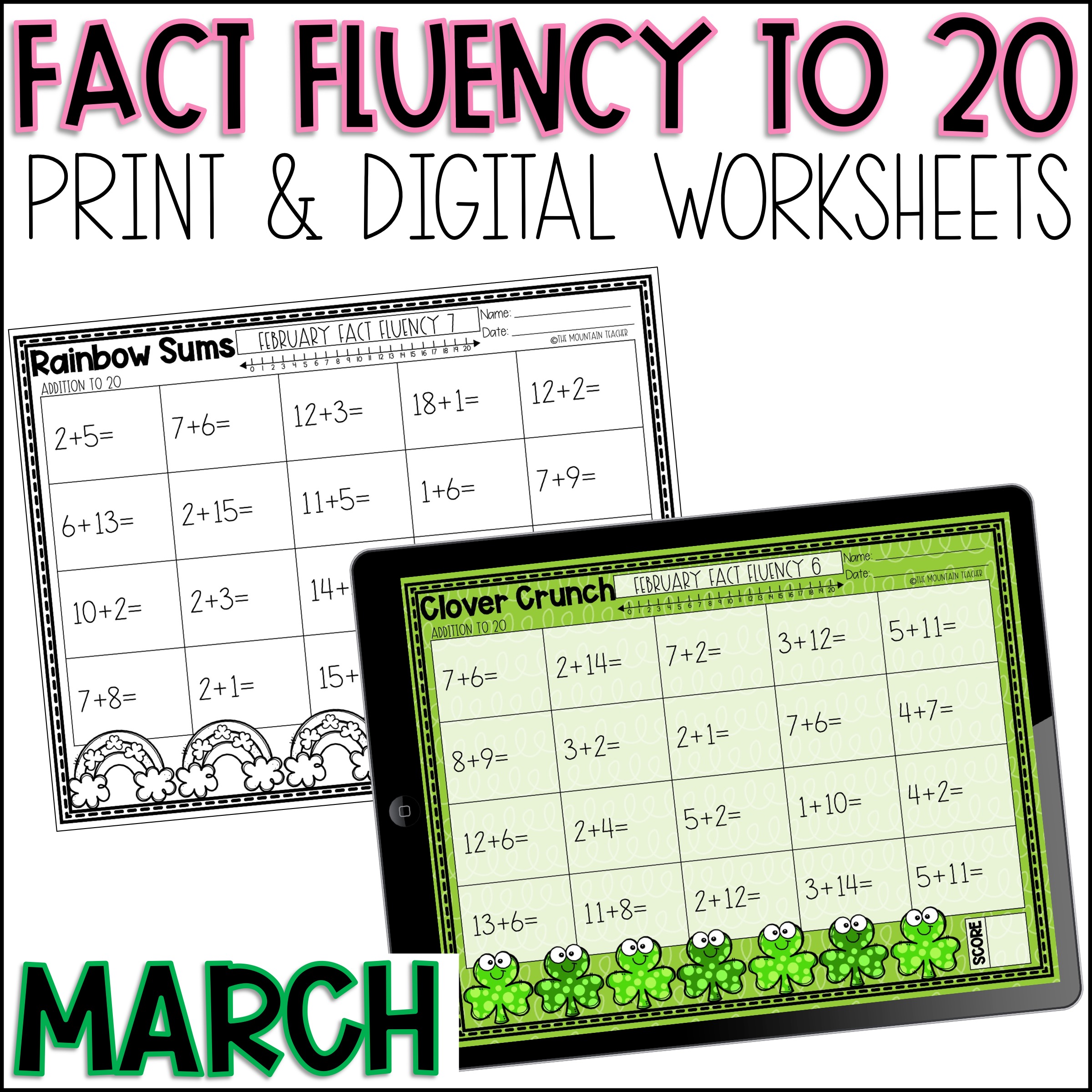 March Math Fact Fluency Worksheets Printable And Google Slides Classful