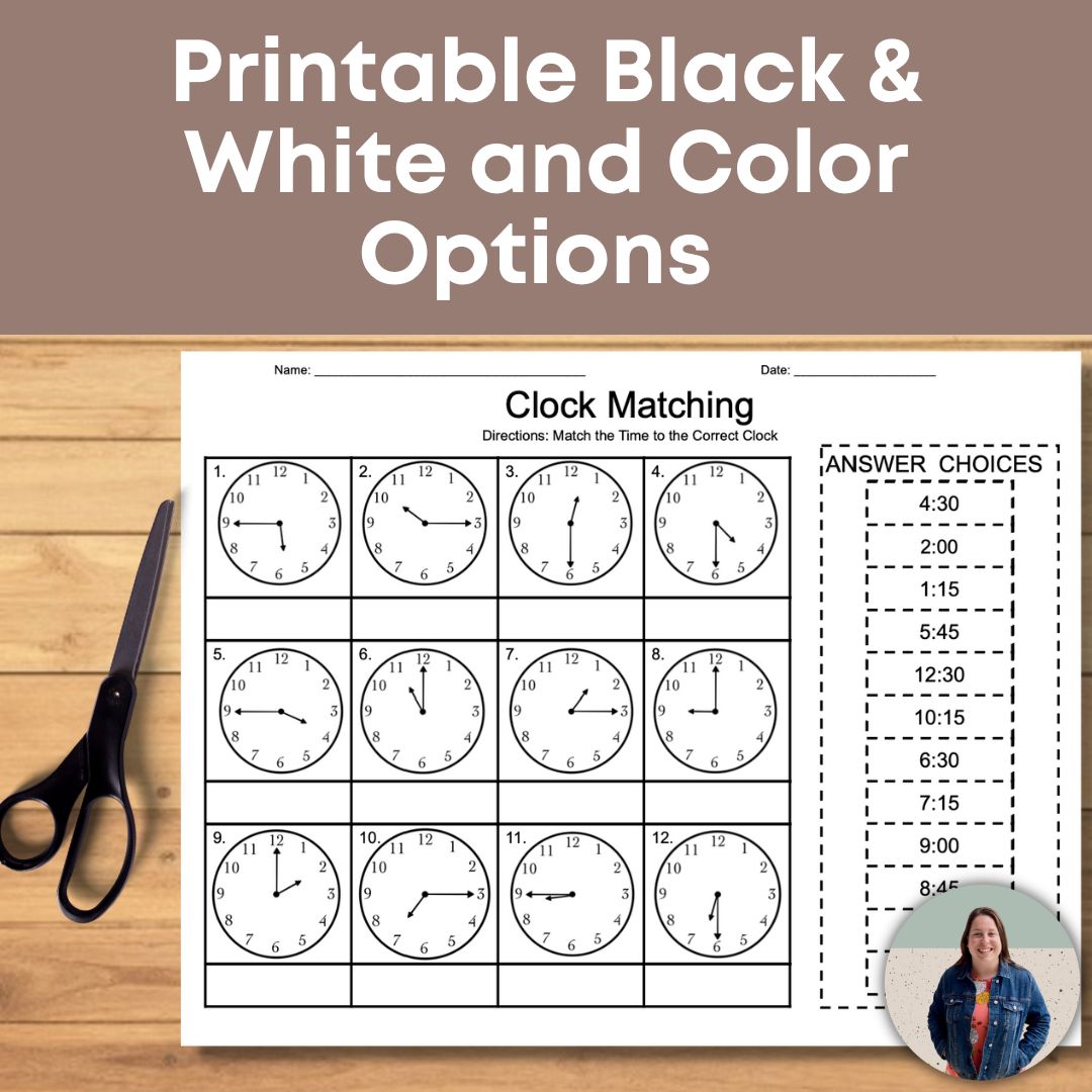 Free Telling Time with Analog Clocks Printable Activity - Classful