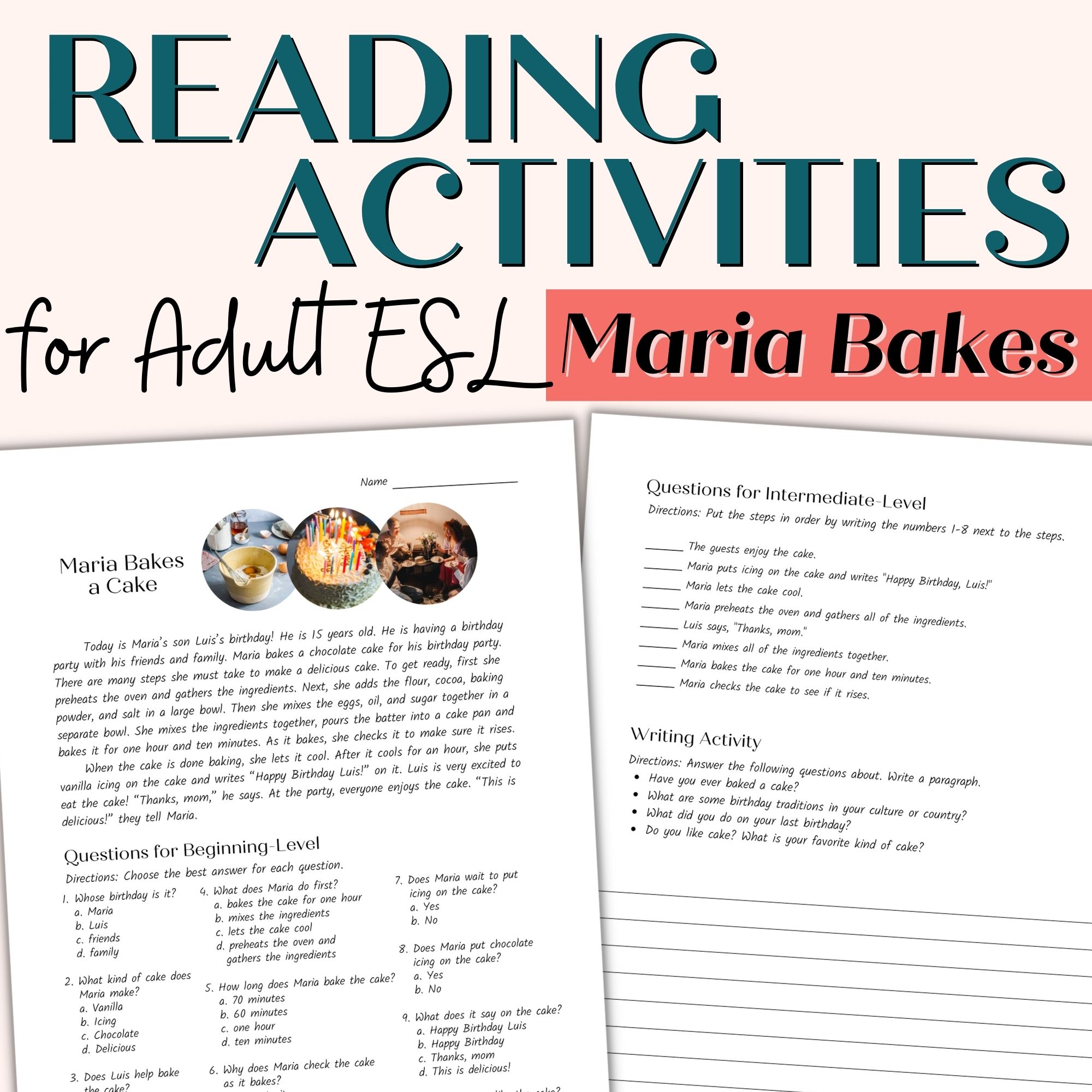 Reading Comprehension Passage And Activities For Beginner And