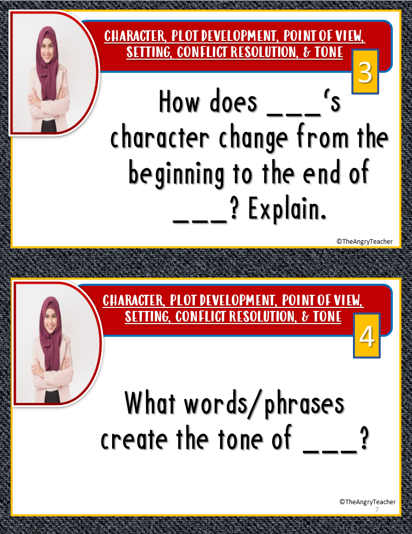 HIGH SCHOOL QUESTION STEM TASK CARDS- [STORY ELEMENTS] - Classful